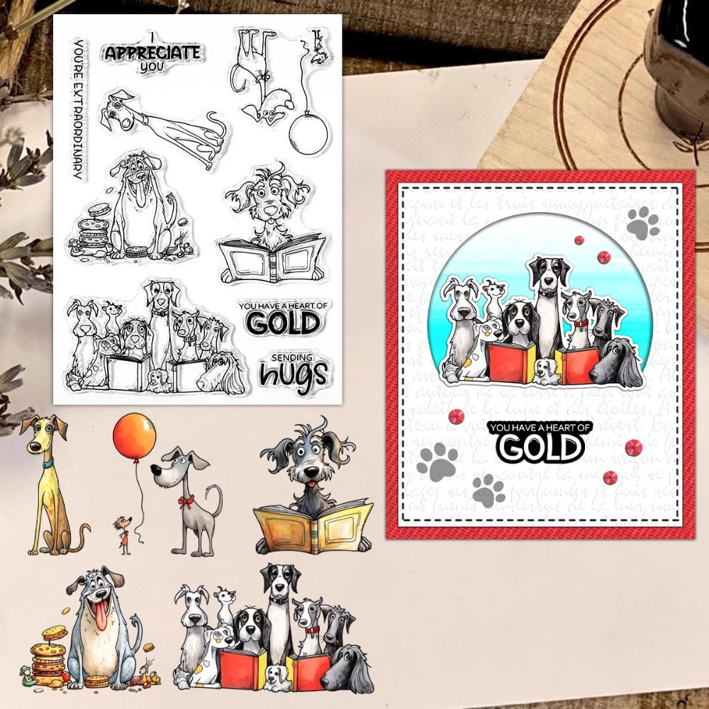 Happy Funny Puppies Dies & Stamps Set – Memorycraftmall