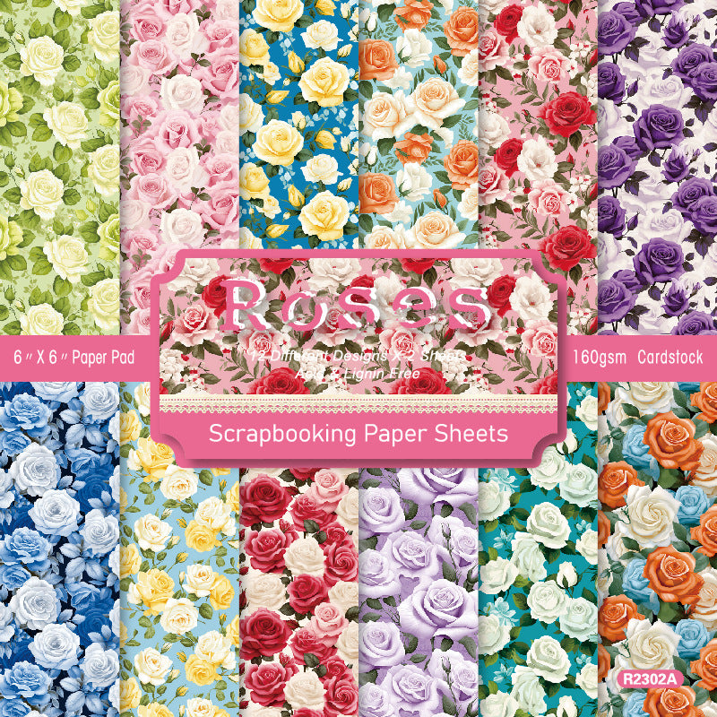 24PCS 6" Roses Scrapbook Paper & Cardstock – Memorycraftmall