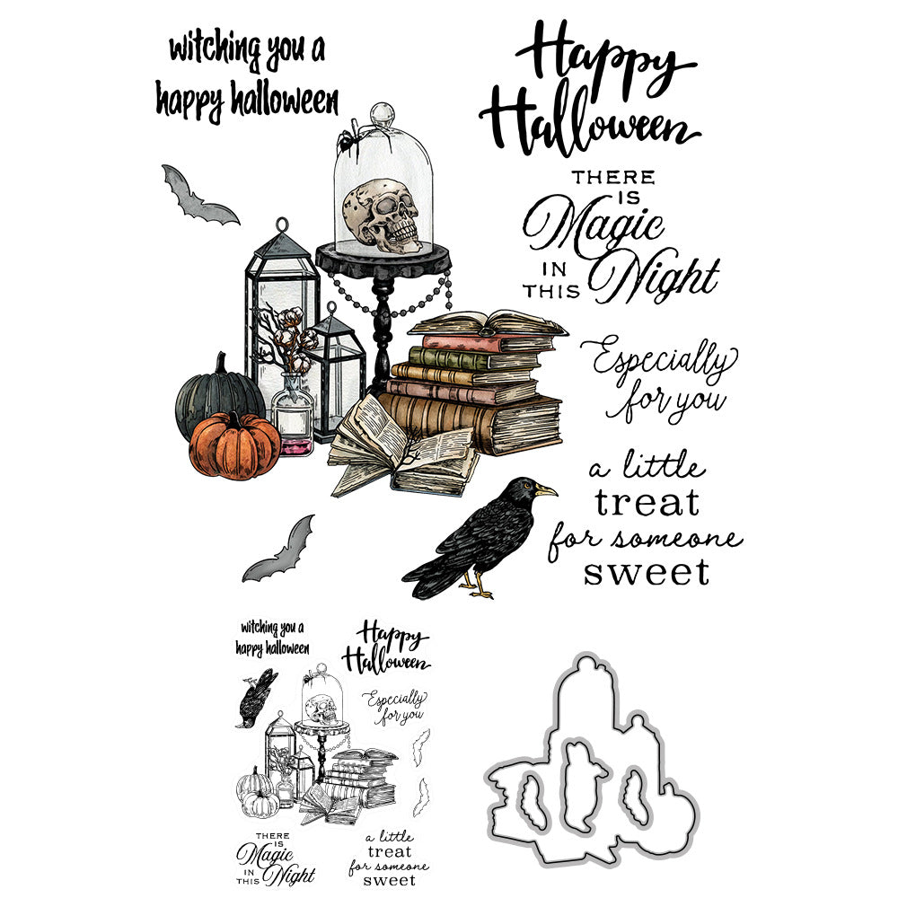 Vintage Halloween Decorations Dies & Stamps Set – Memorycraftmall