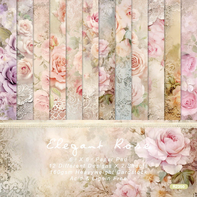 24PCS 6" Elegant Rose Scrapbook Paper & Cardstock – Memorycraftmall
