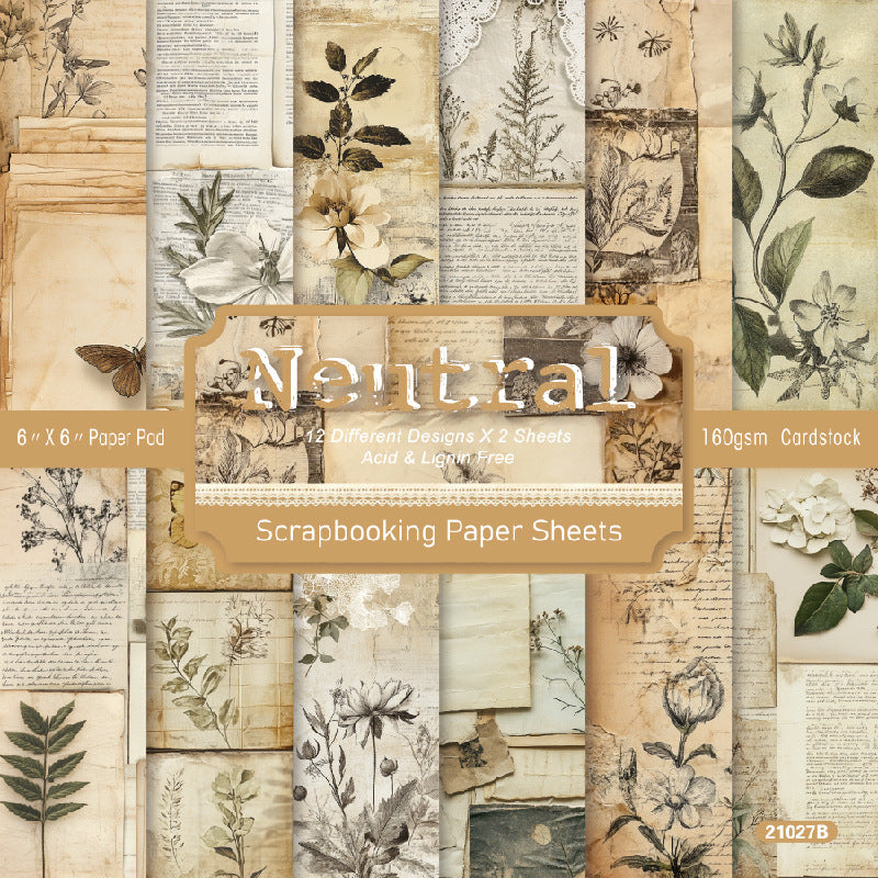 24PCS 6" Neutral Scrapbook Paper & Cardstock – Memorycraftmall