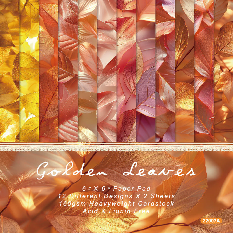 24PCS 6" Golden Leaves Scrapbook Paper & Cardstock – Memorycraftmall