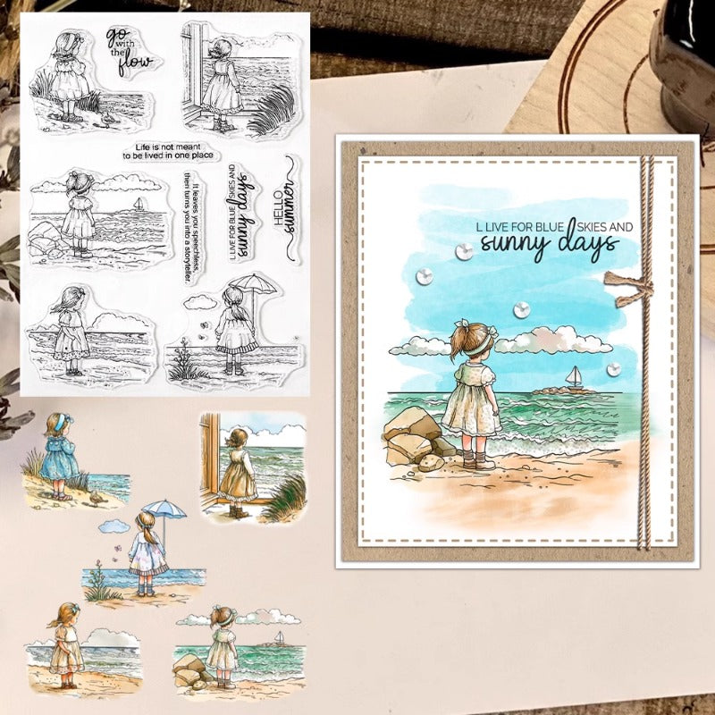 Summer Beach and Little Girl Clear Stamps – Memorycraftmall
